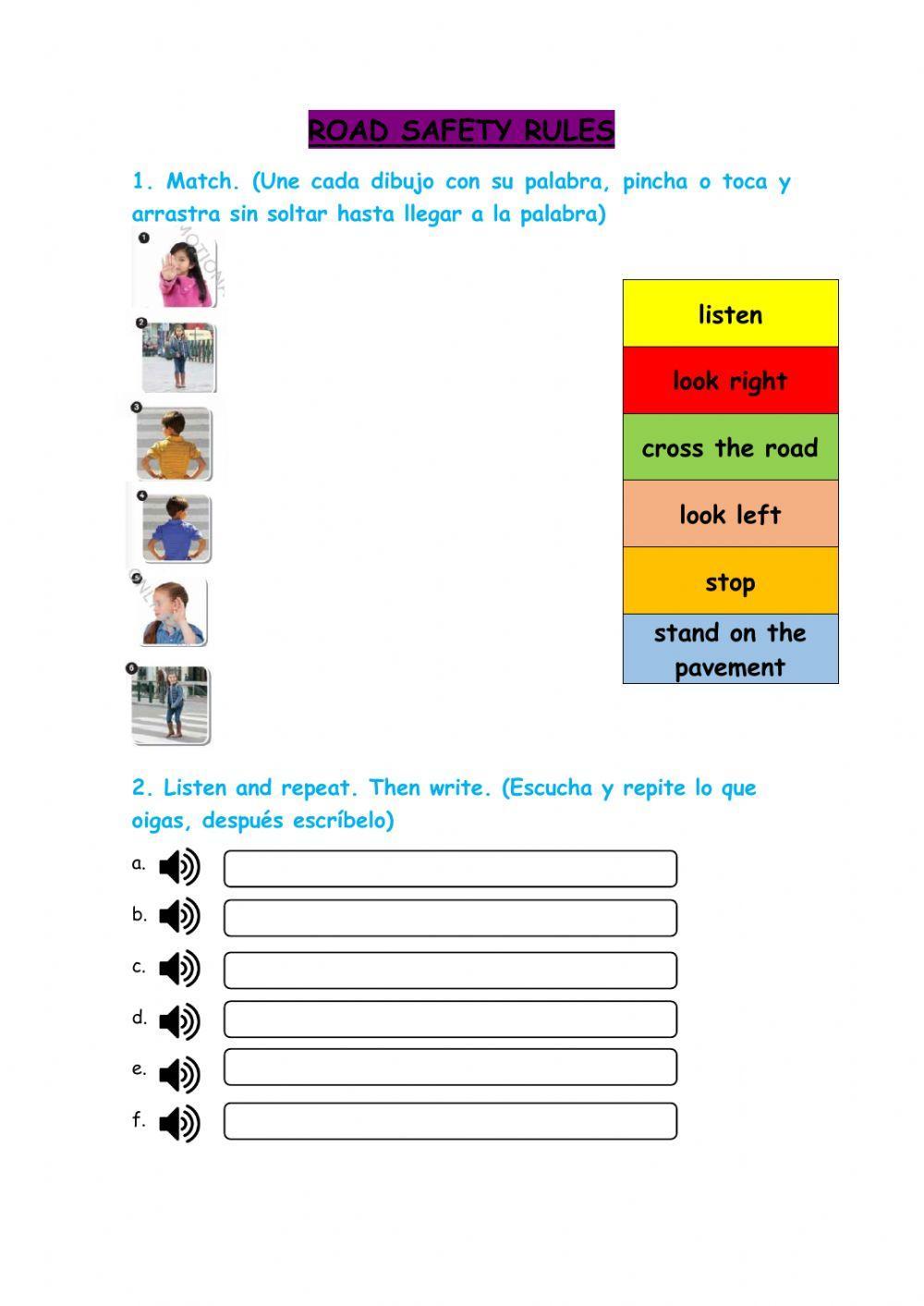 Road safety rules interactive worksheet | Live Worksheets