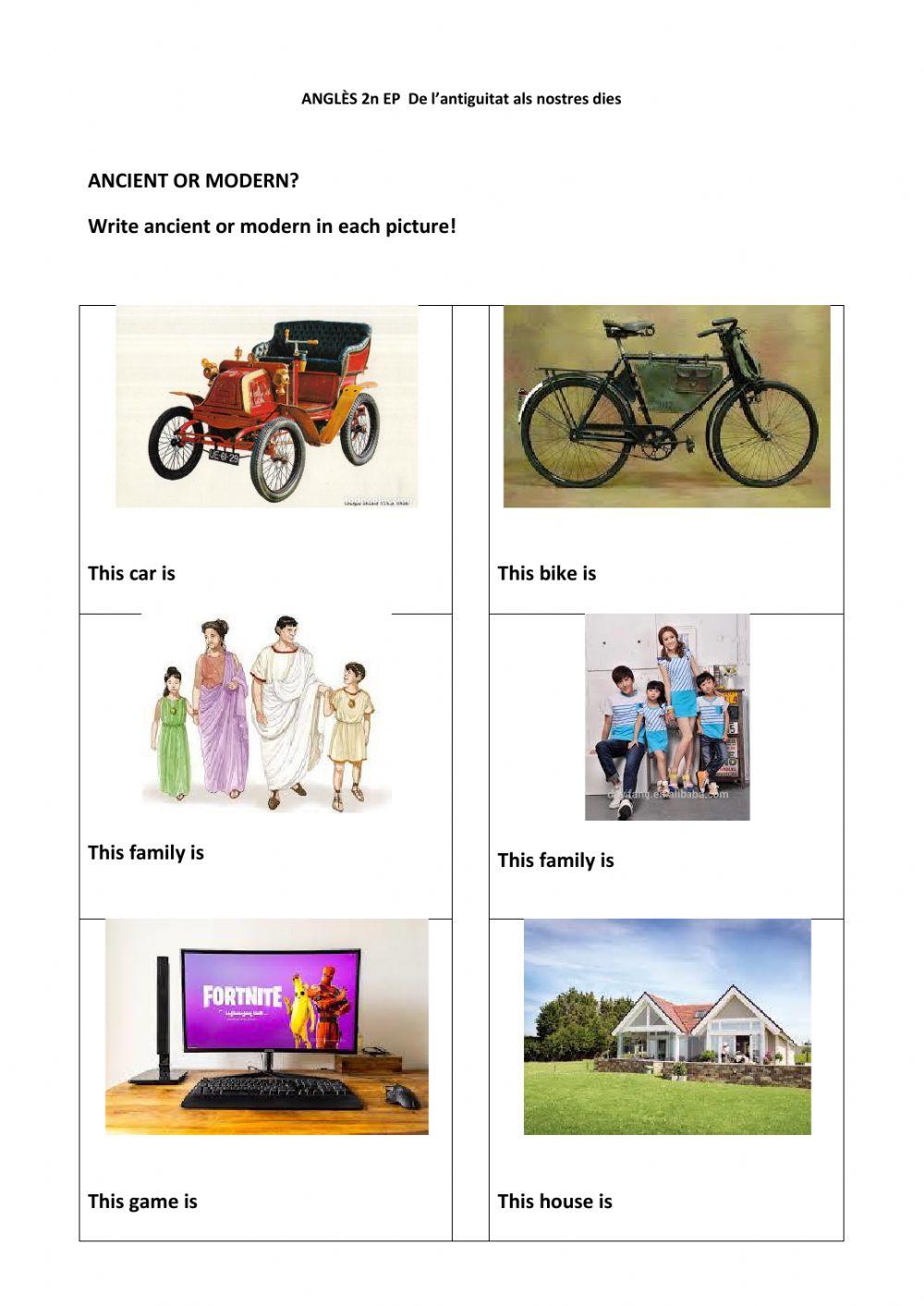 Ancient or modern? worksheet | Live Worksheets
