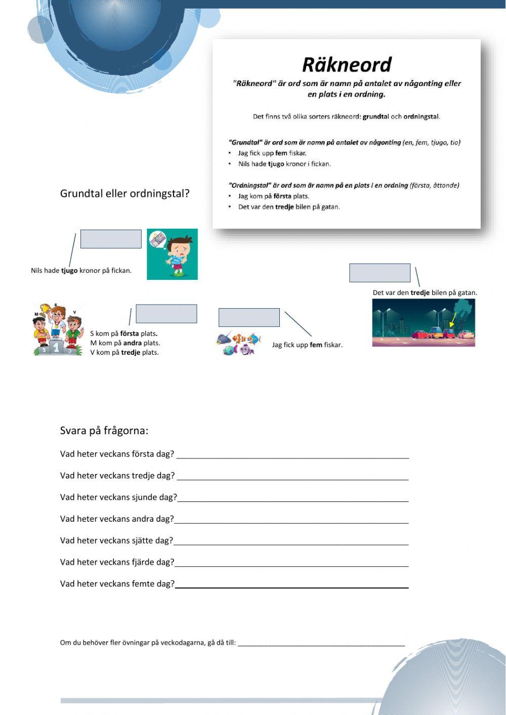 Veckodagar | Free Interactive Worksheets | 233266