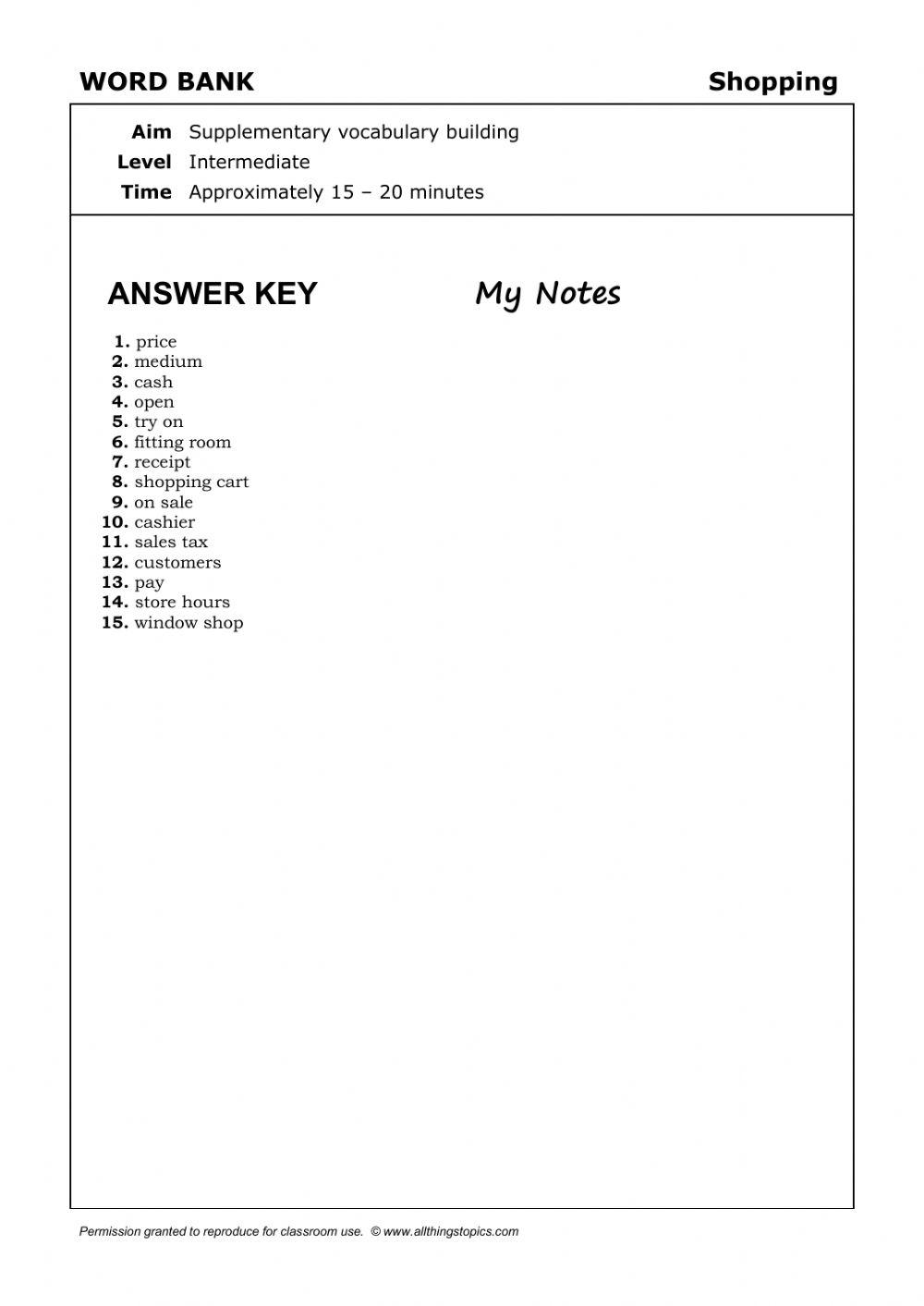 5746495 | Retail Shopping Vocabulary | DarlaBoese