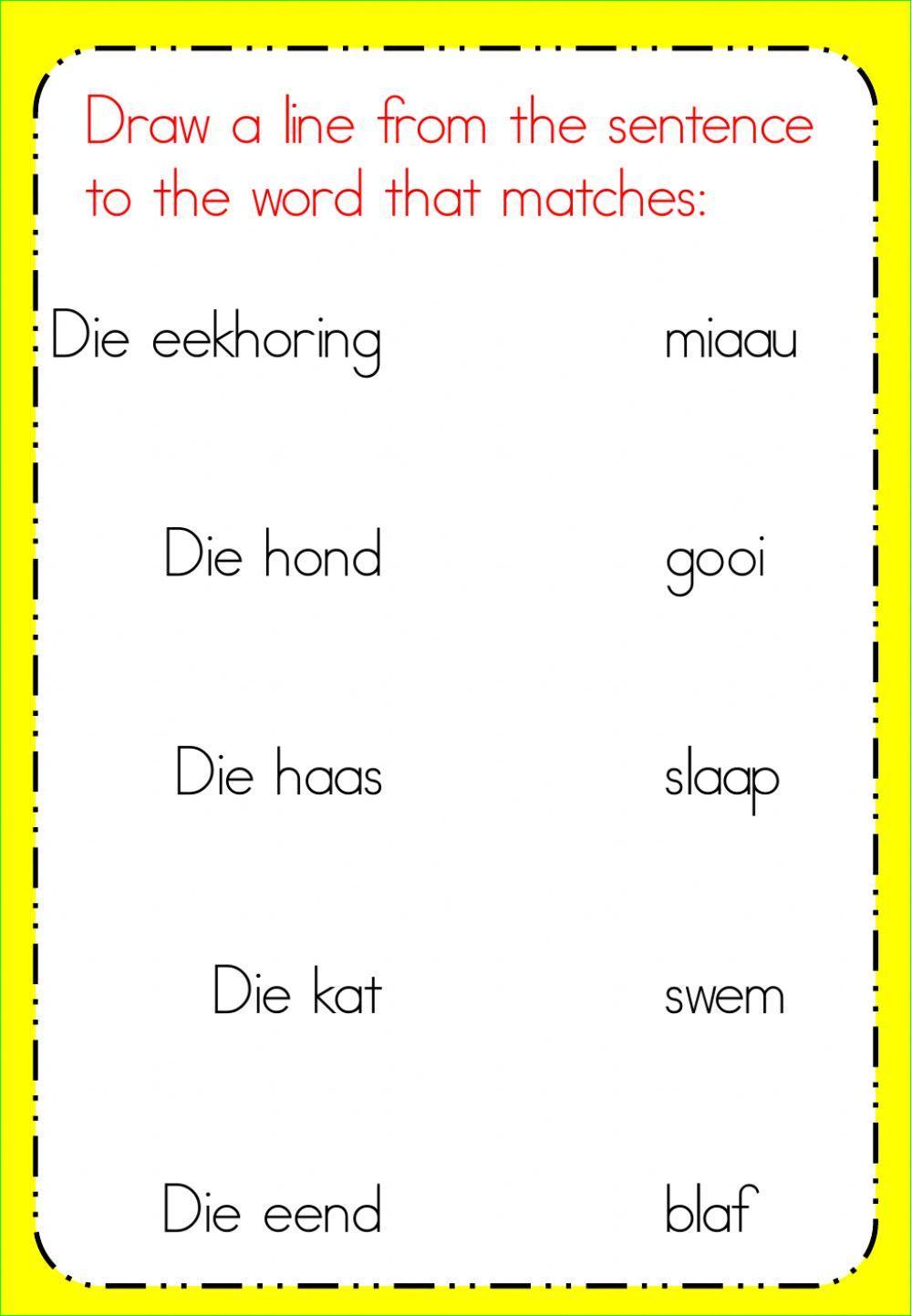 Afrikaans W15 Thursday worksheet | Live Worksheets