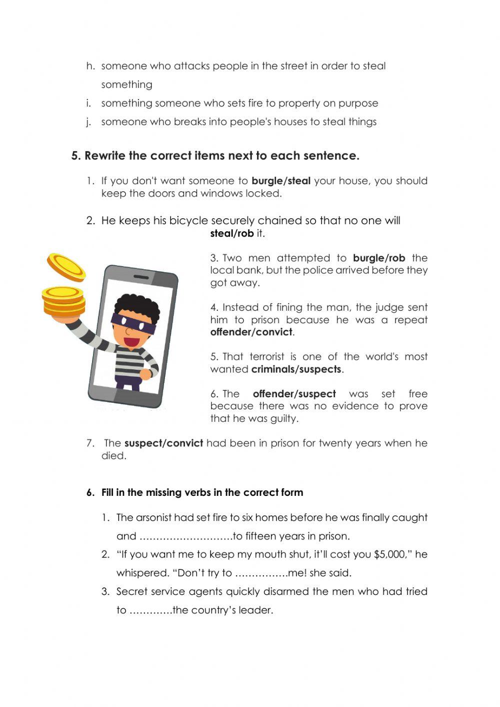 Crime interactive activity | Live Worksheets