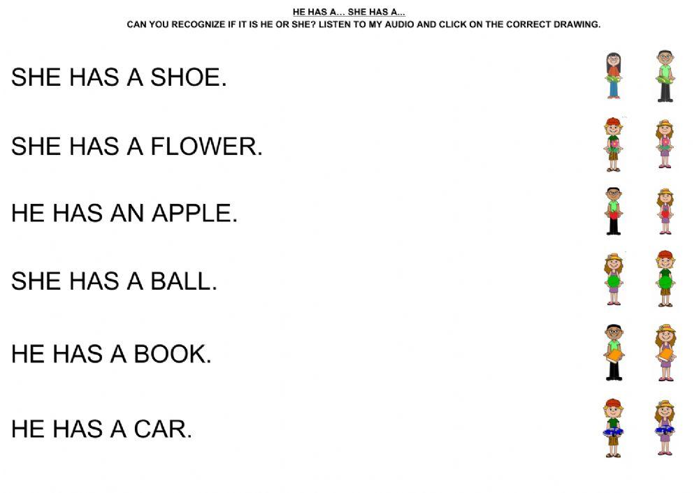 He has... she h… | Free Interactive Worksheets | 234427
