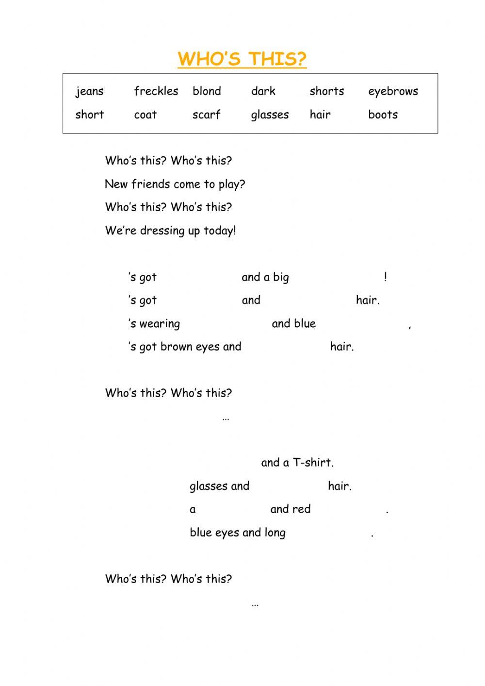 Who's this | Free Interactive Worksheets | 234505