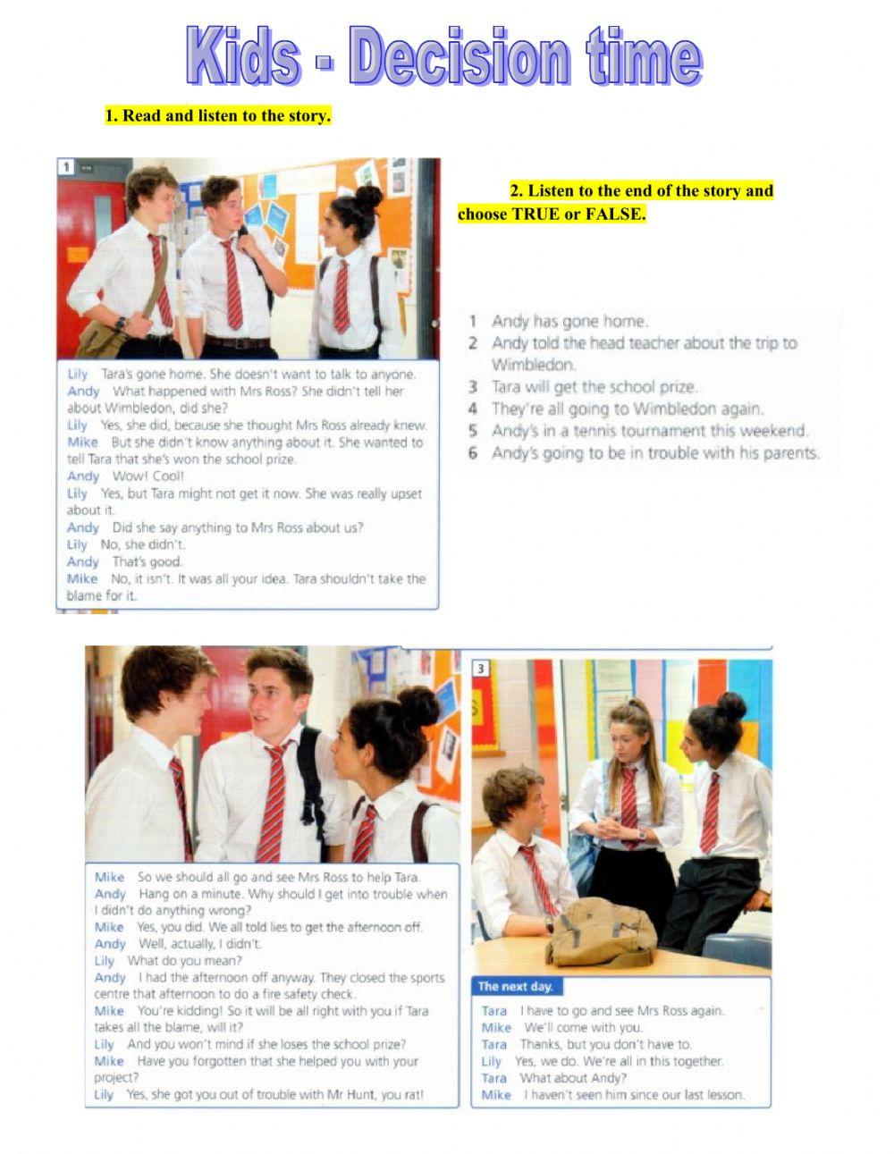 Kids - decision time - infinitive of purpose online exercise for | Live ...