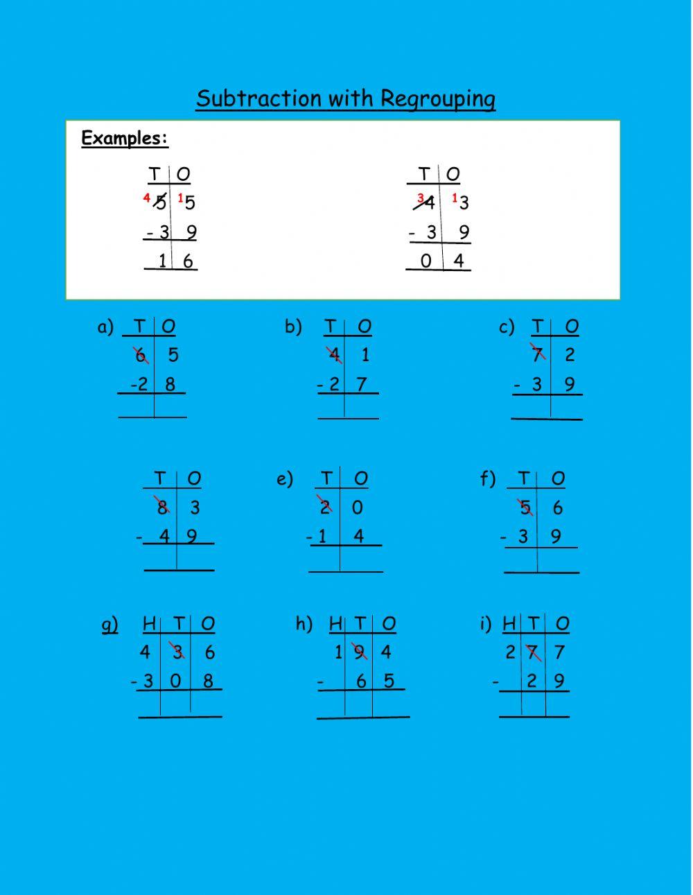 Subtraction With Regrouping Online Worksheet Live Worksheets Subtraction With Regrouping Online Worksheet Live Worksheets
