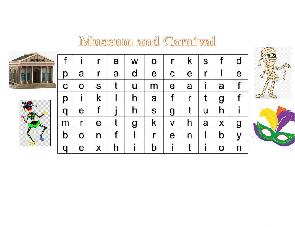 Museum and carnival worksheet | Live Worksheets
