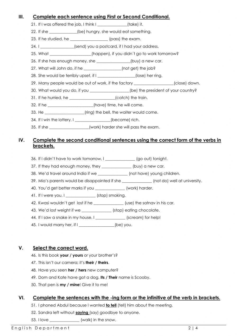 Grammar & Vocab G4EF-3rd term exams worksheet | Live Worksheets