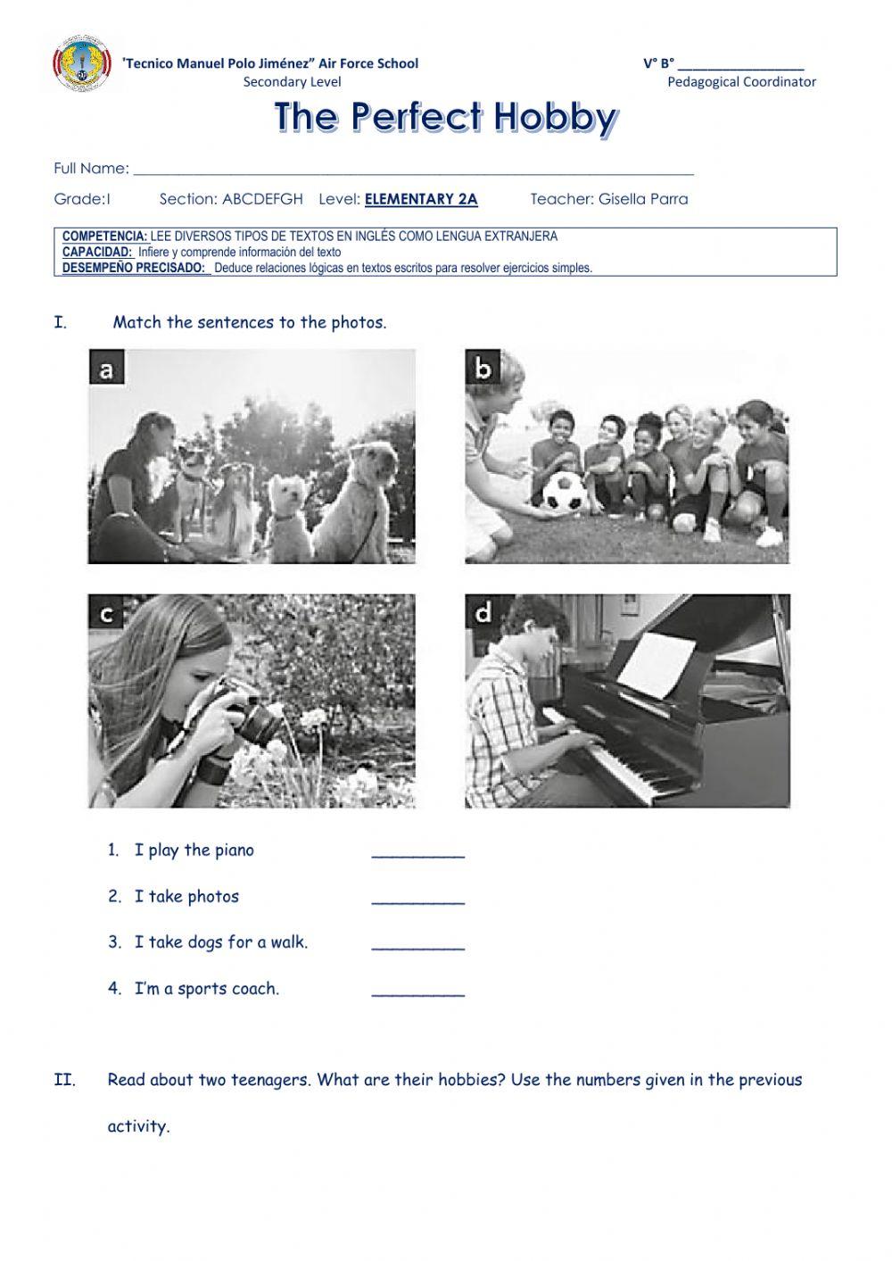 The Perfect Hobby worksheet | Live Worksheets