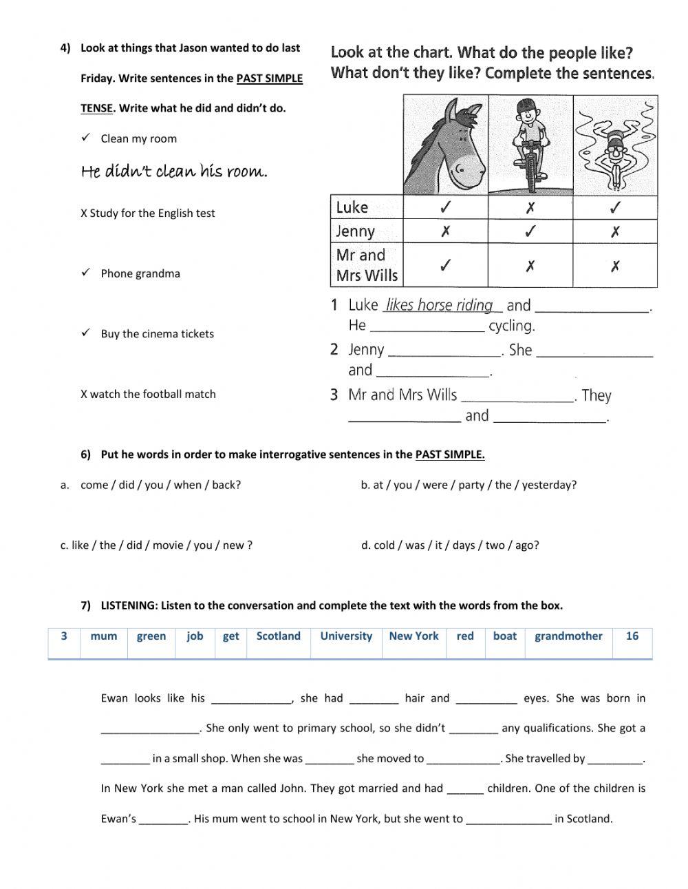 Test past simple exercise | Live Worksheets