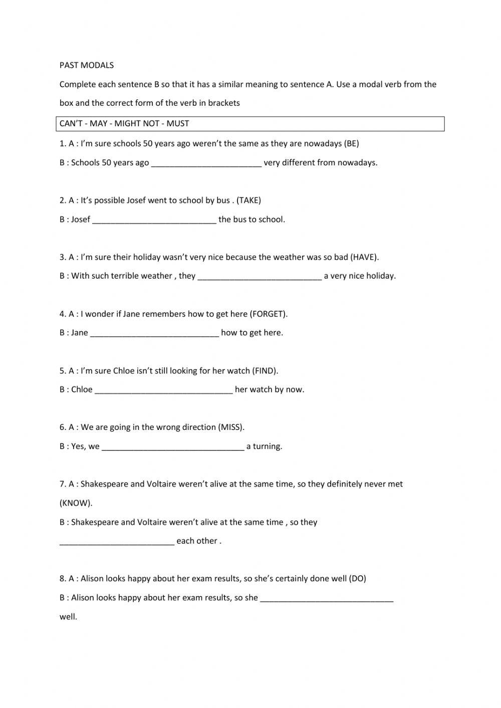 Modals 235723 | malgorzatamp | Live Worksheets