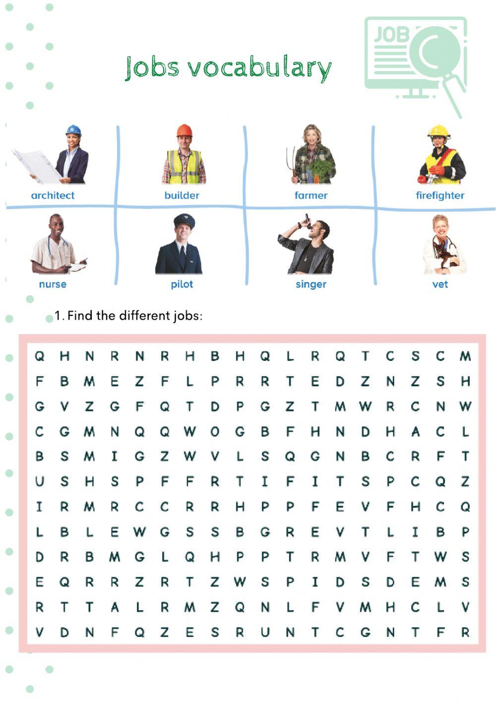 Jobs | Free Interactive Worksheets | 235742