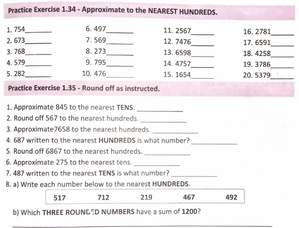 Rounding to the Nearest 10, 100 and 1000 2807