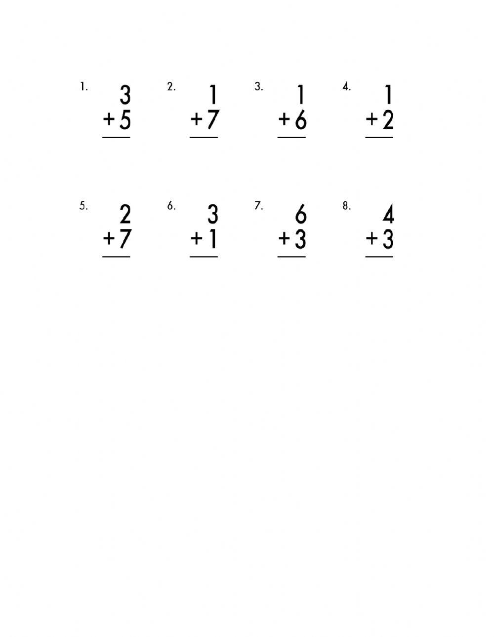 Single digit add 1 worksheet | Live Worksheets