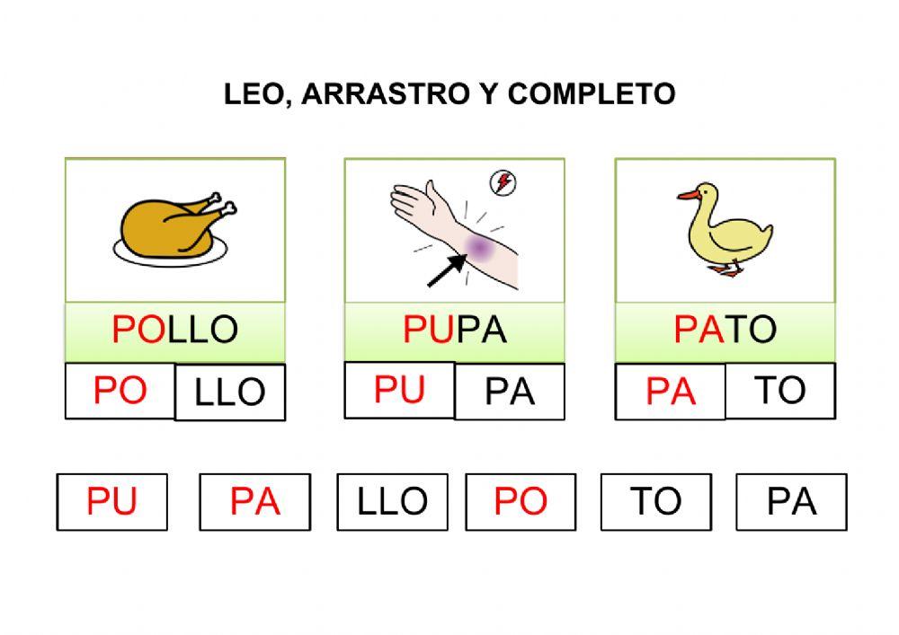 Lectura silábica PA PO PU worksheet | Live Worksheets