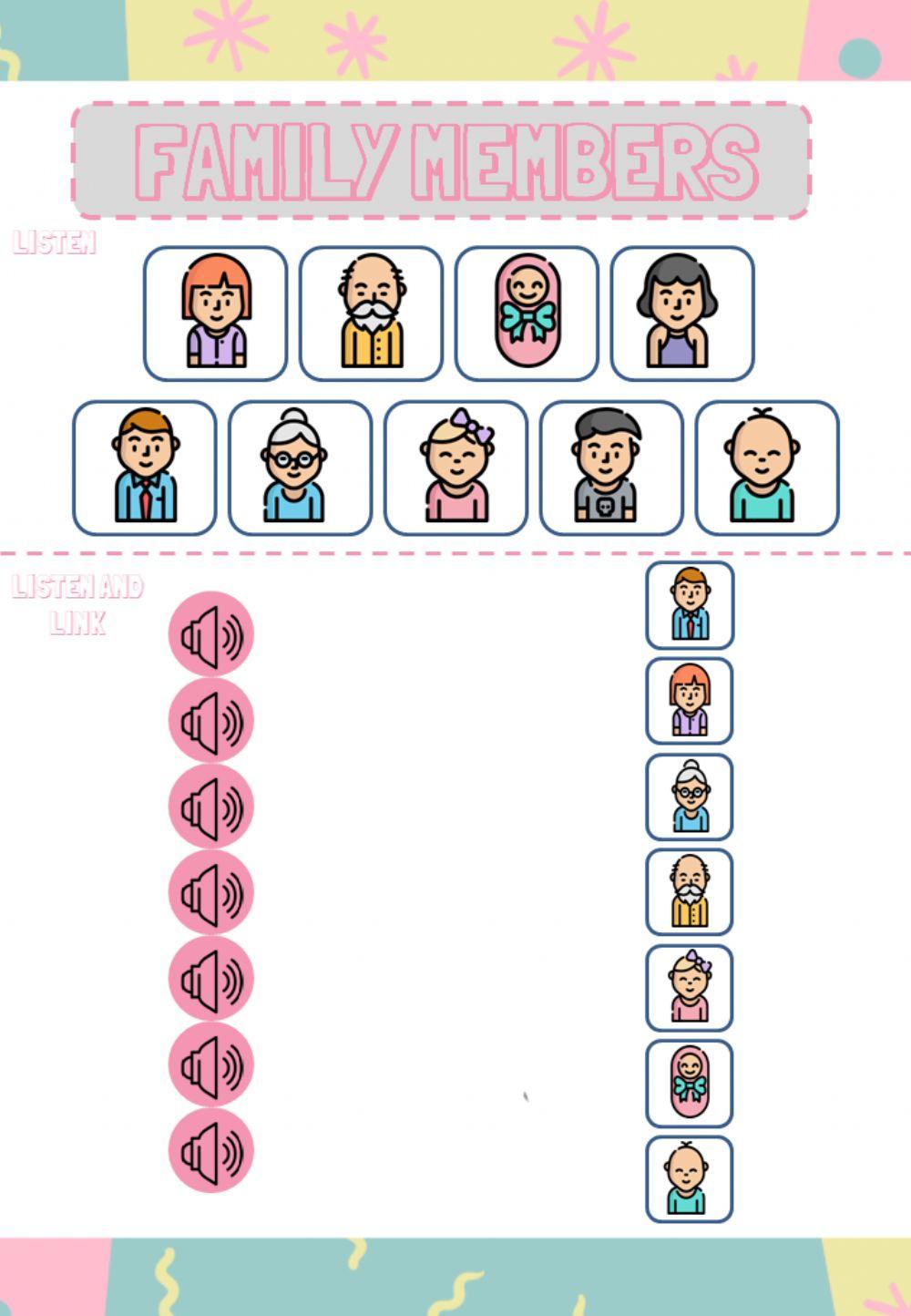 Family members online exercise for infantil | Live Worksheets