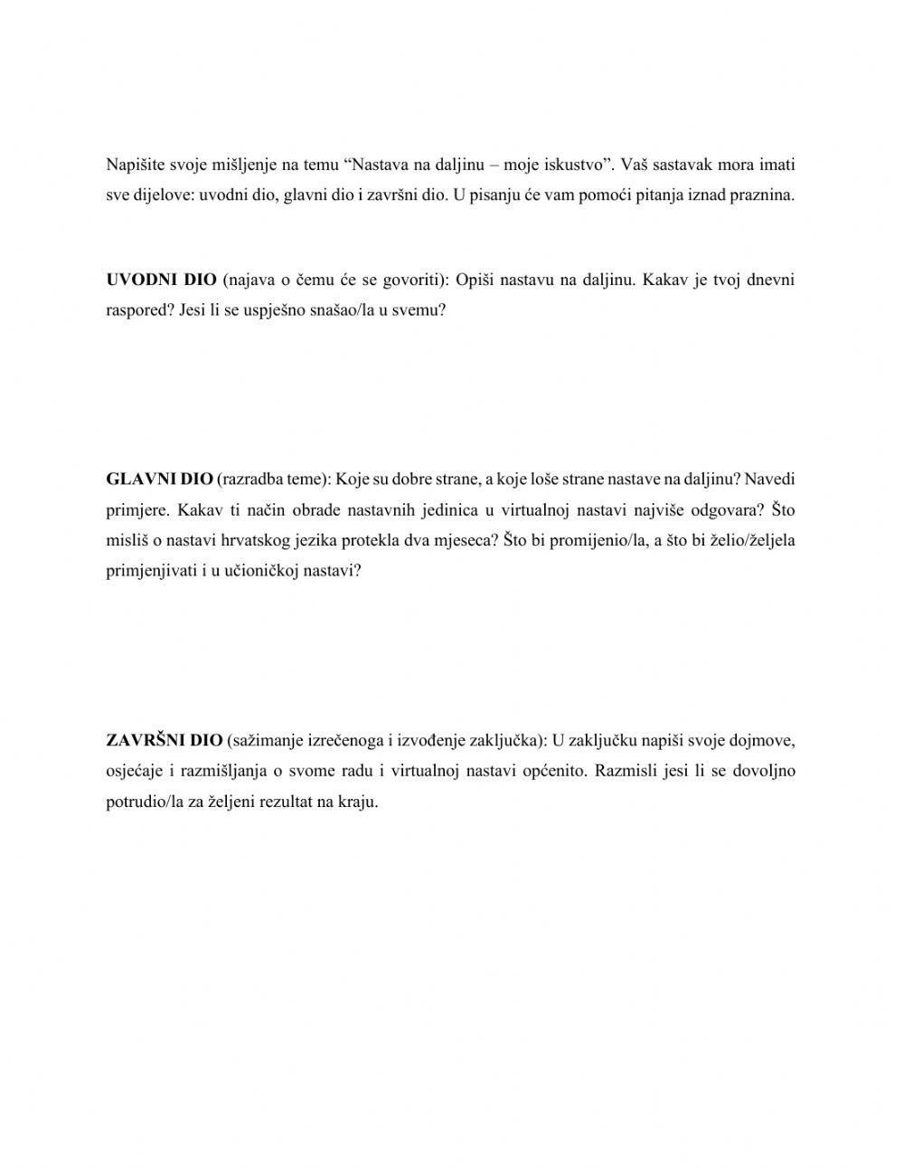 Sastavak - Nast… | Free Interactive Worksheets | 237435