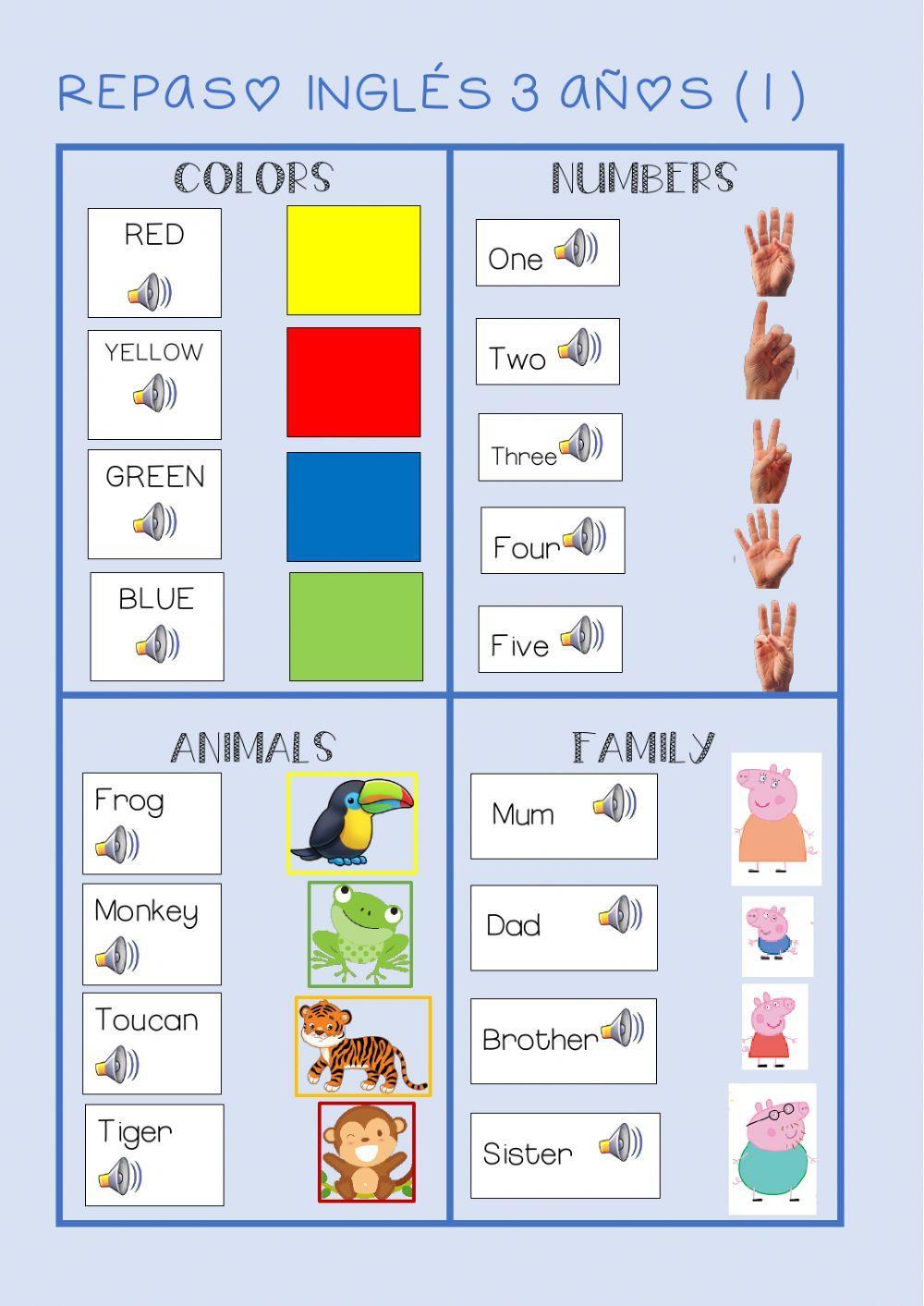 Repaso inglés infantil worksheet | Live Worksheets