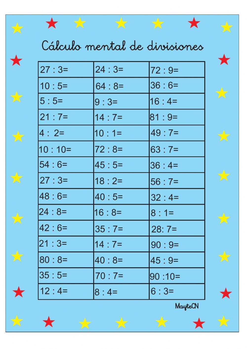Divisiones De Tres Cifras Con Clculo Mental Actividades Juegos De