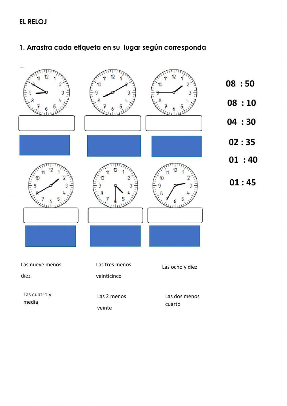 Relojes online exercise | Live Worksheets