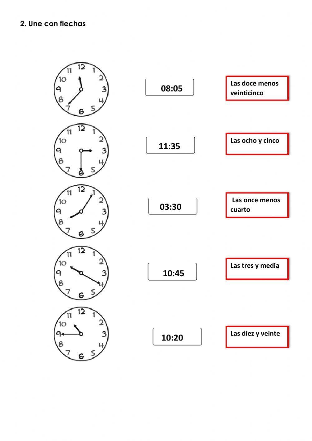 Relojes online exercise | Live Worksheets