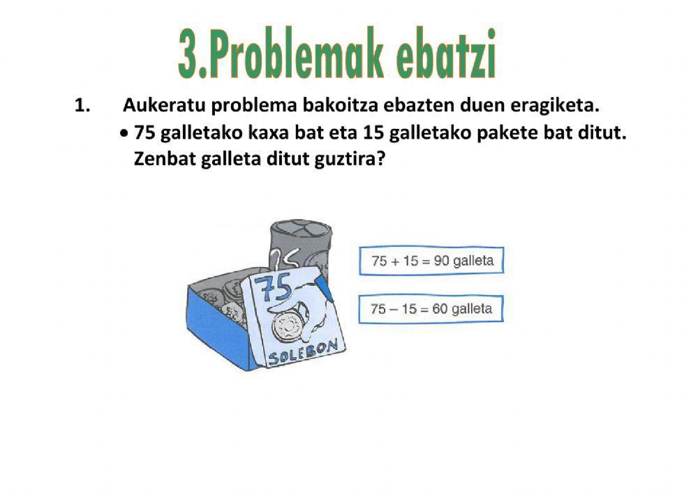 Problemak ebatzi 3 worksheet | Live Worksheets