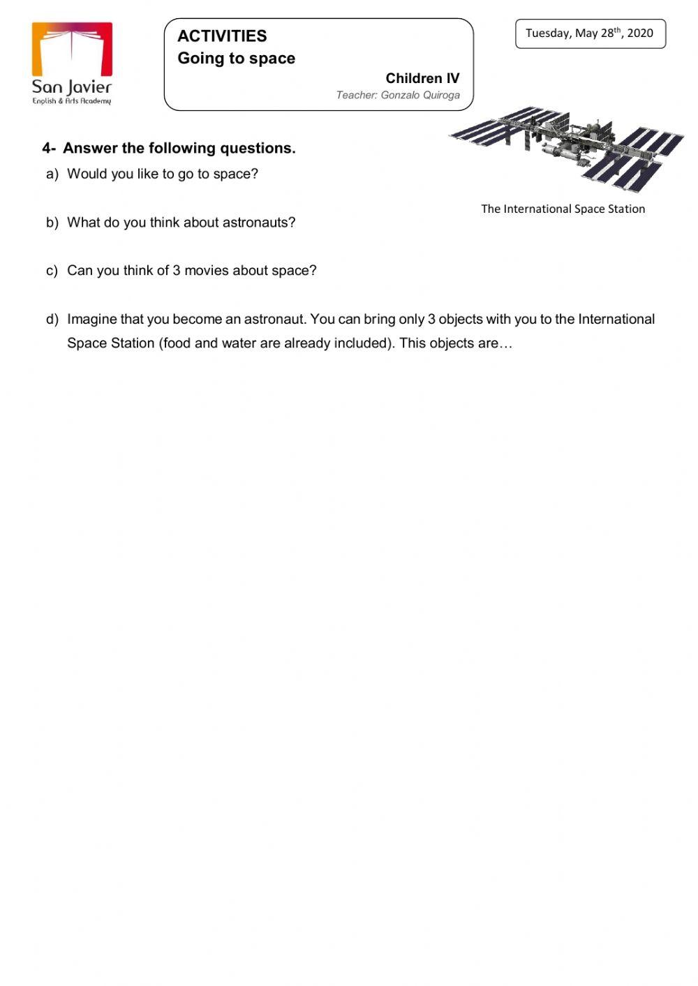 Activities - ISS worksheet | Live Worksheets