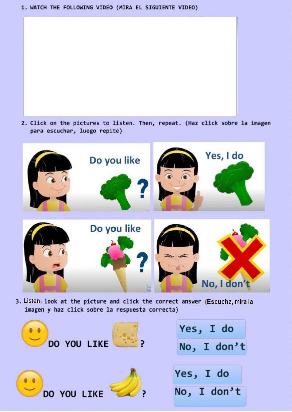 Do you like? | Free Interactive Worksheets | 5755859