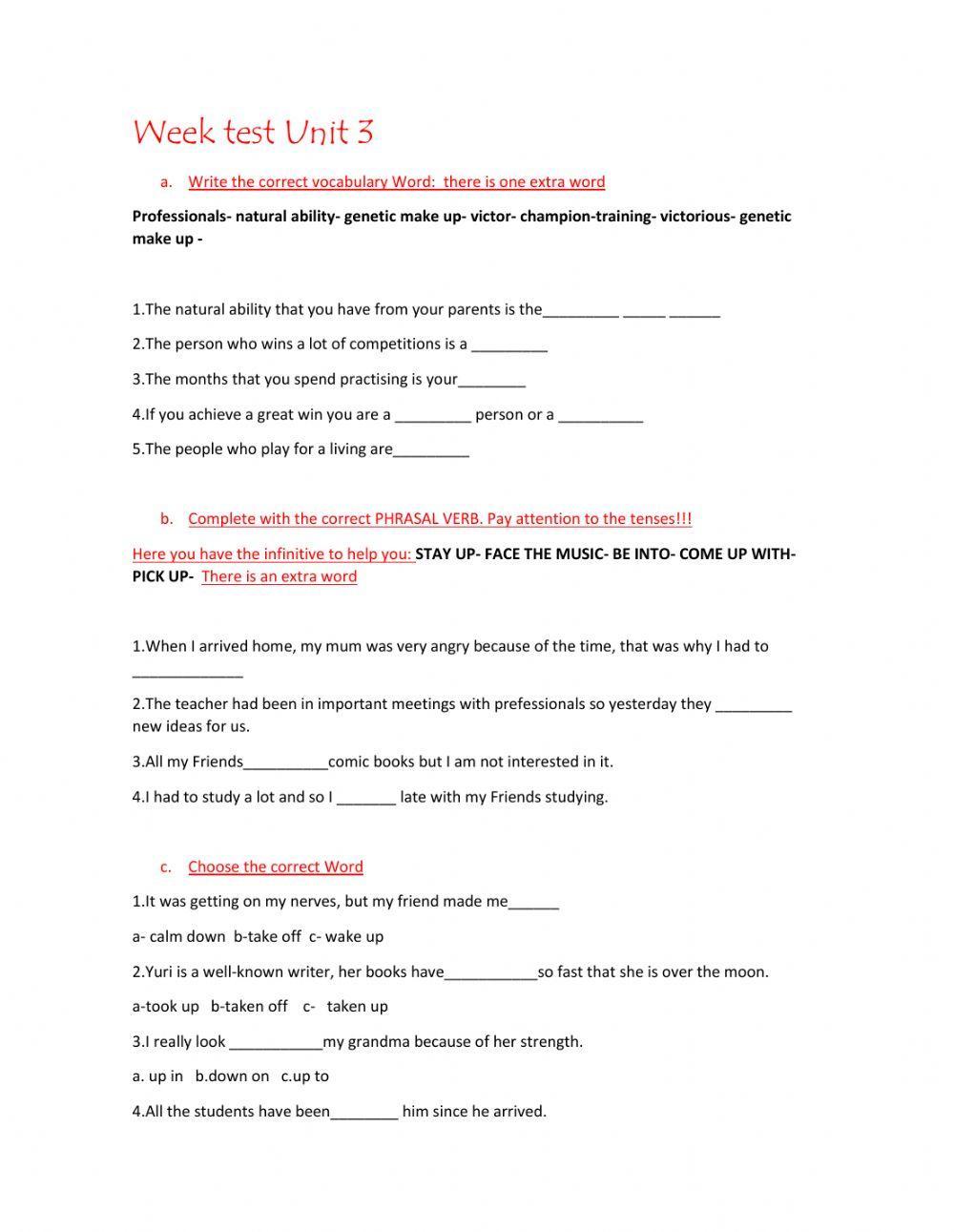 Unit 3 Empower | Free Interactive Worksheets | 238302