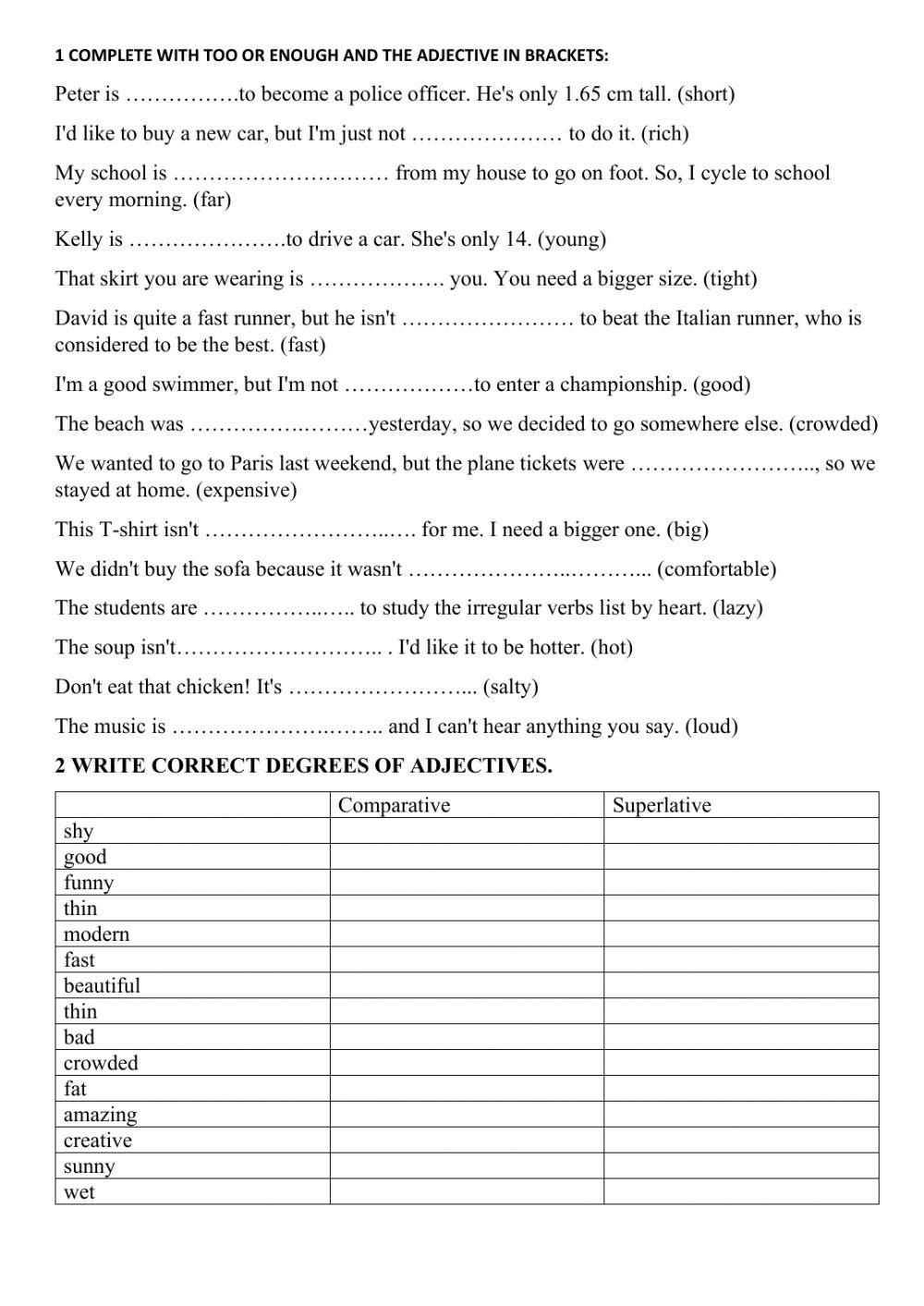 Adjectives online exercise for 7 | Live Worksheets
