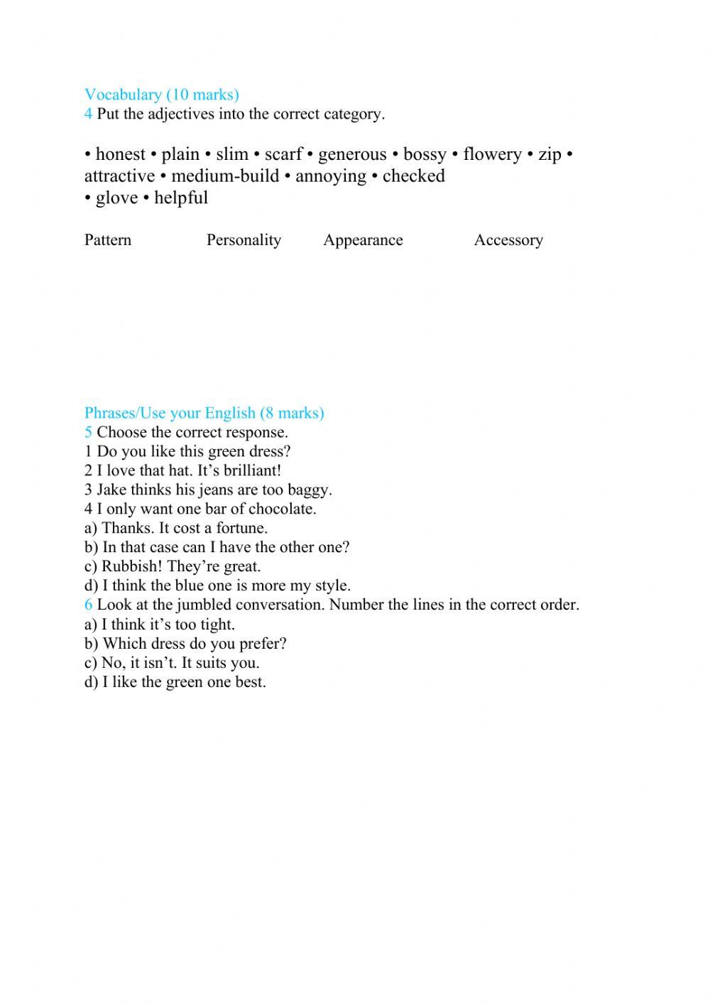 Language Revision 10 worksheet | Live Worksheets