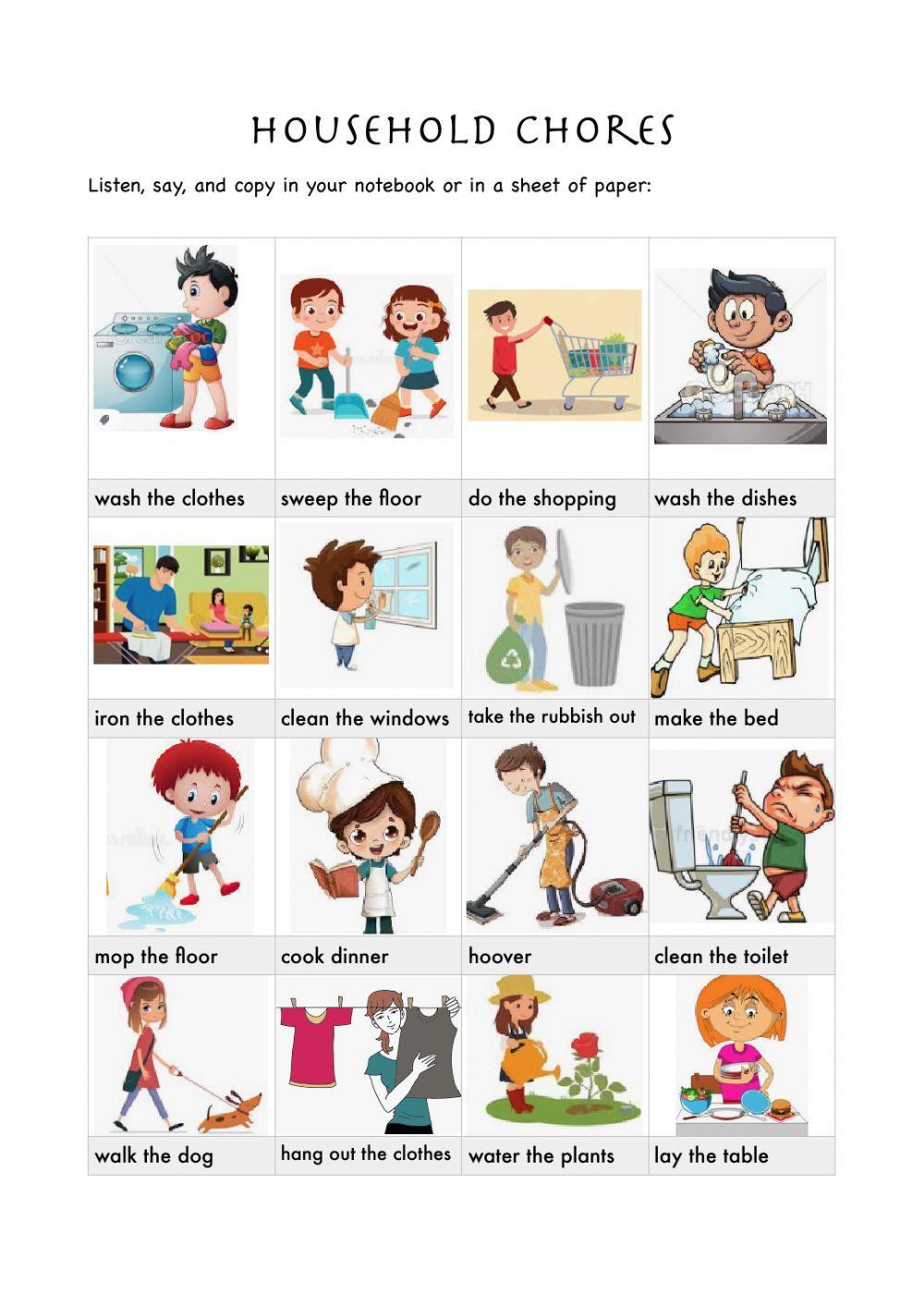 Household Chores Interactive Worksheet Household Chores Online Pdf Household Chores Interactive Worksheet Household Chores Online Pdf