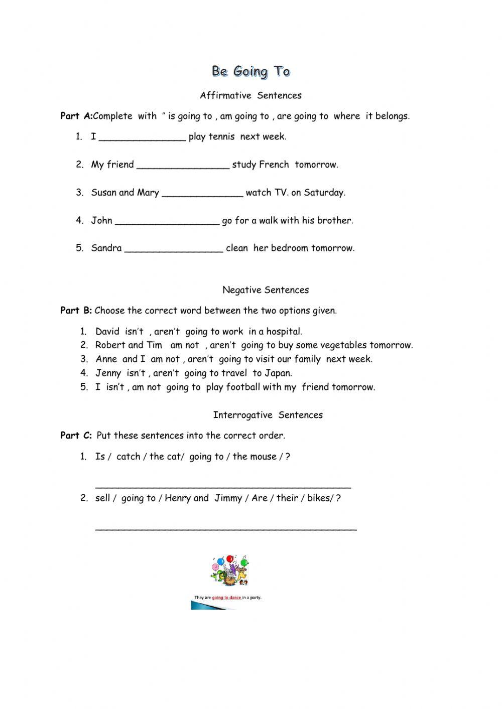 Be Going To exercise for 6 | Live Worksheets