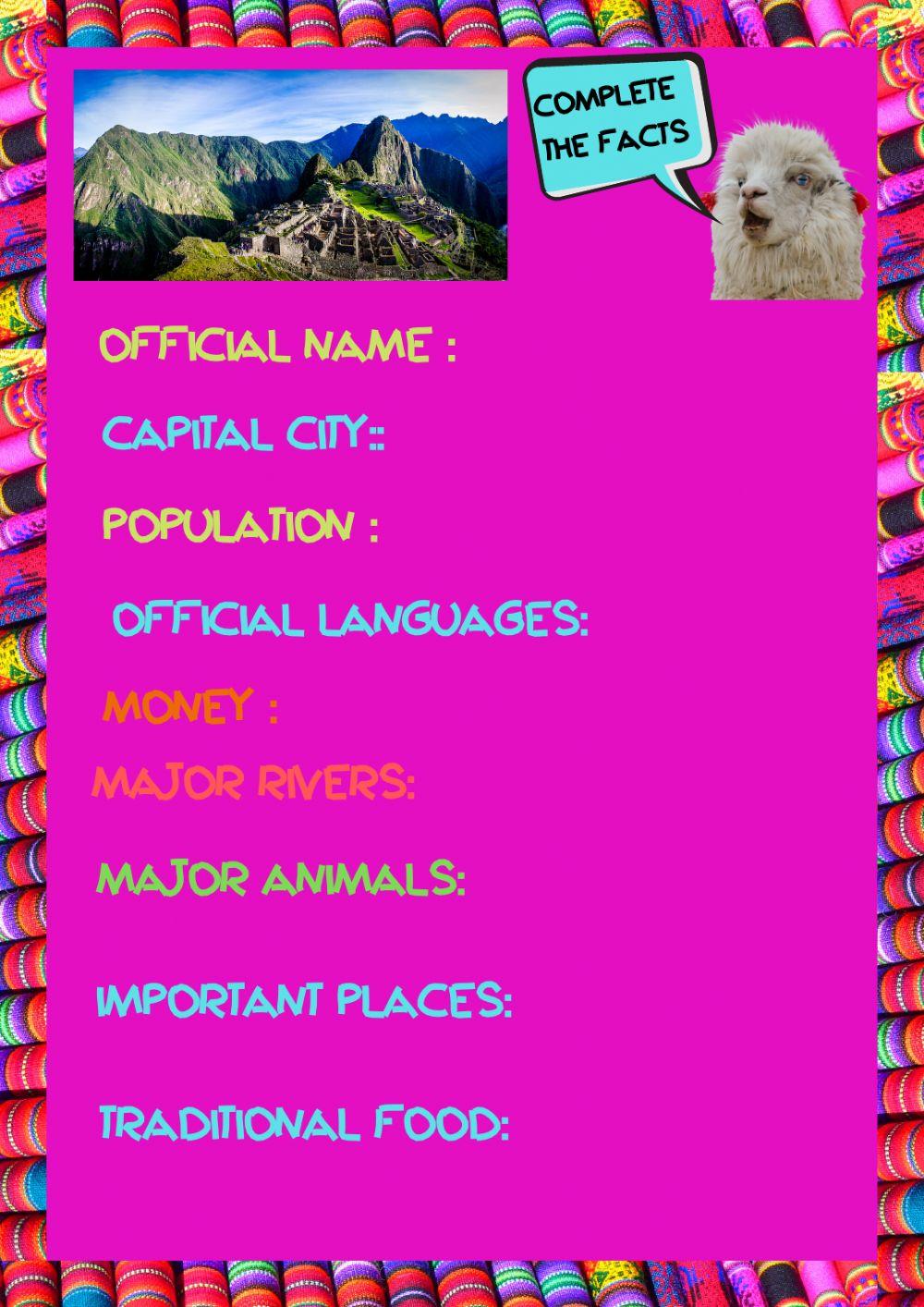 Peru | Free Interactive Worksheets | 239366