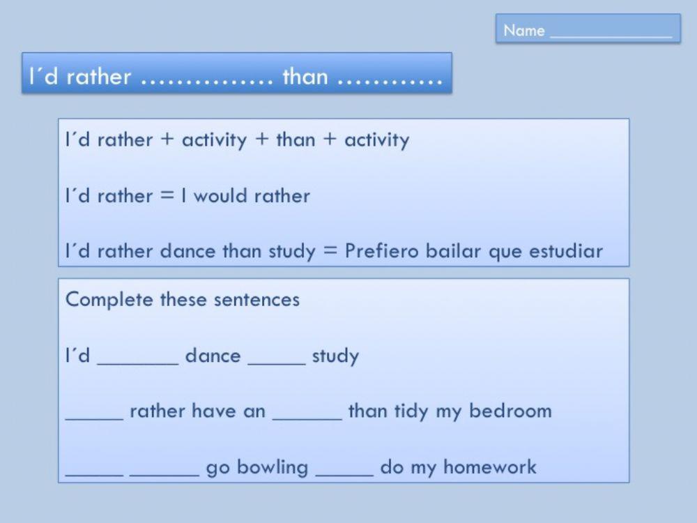-I'd rather- se… | Free Interactive Worksheets | 240140