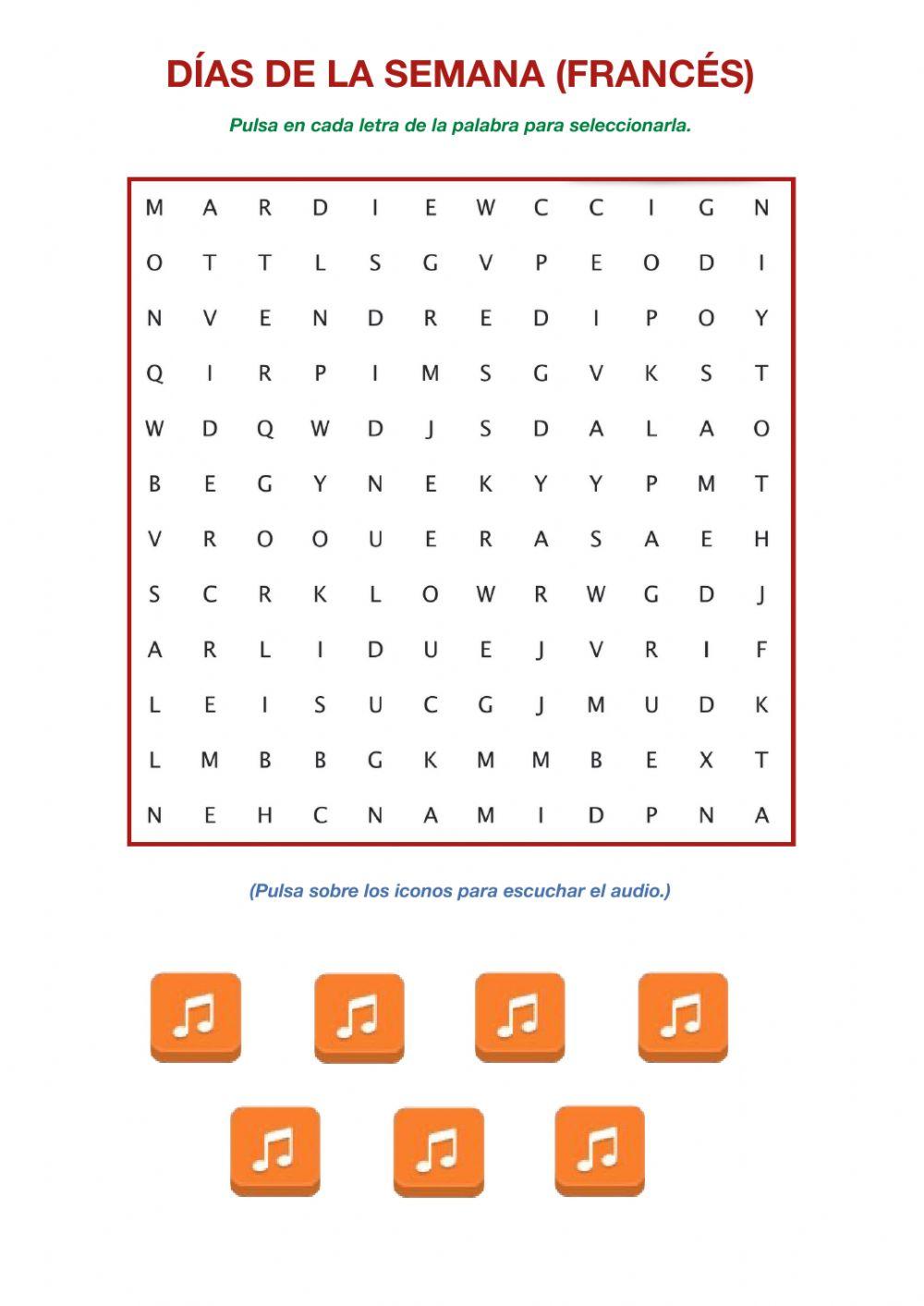 DÍAS DE LA SEMANA (FRANCÉS) 4ºE.P. 5760164