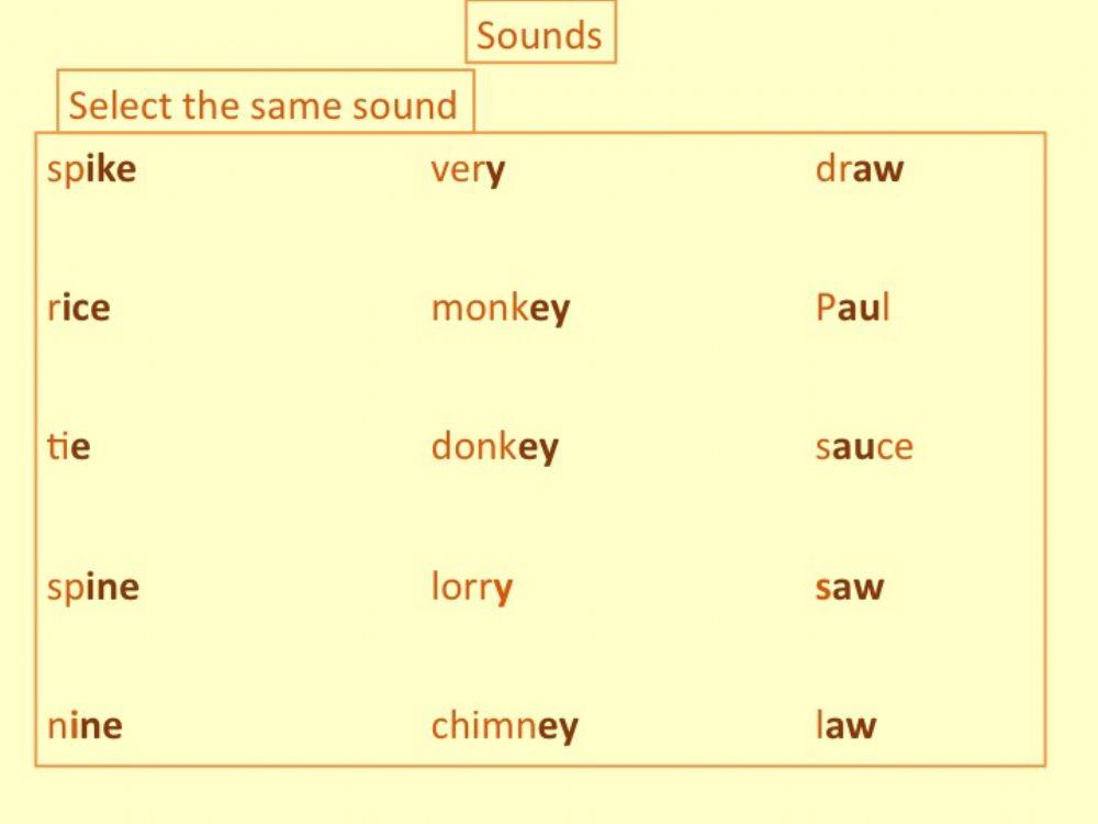 Choose the same sound worksheet | Live Worksheets