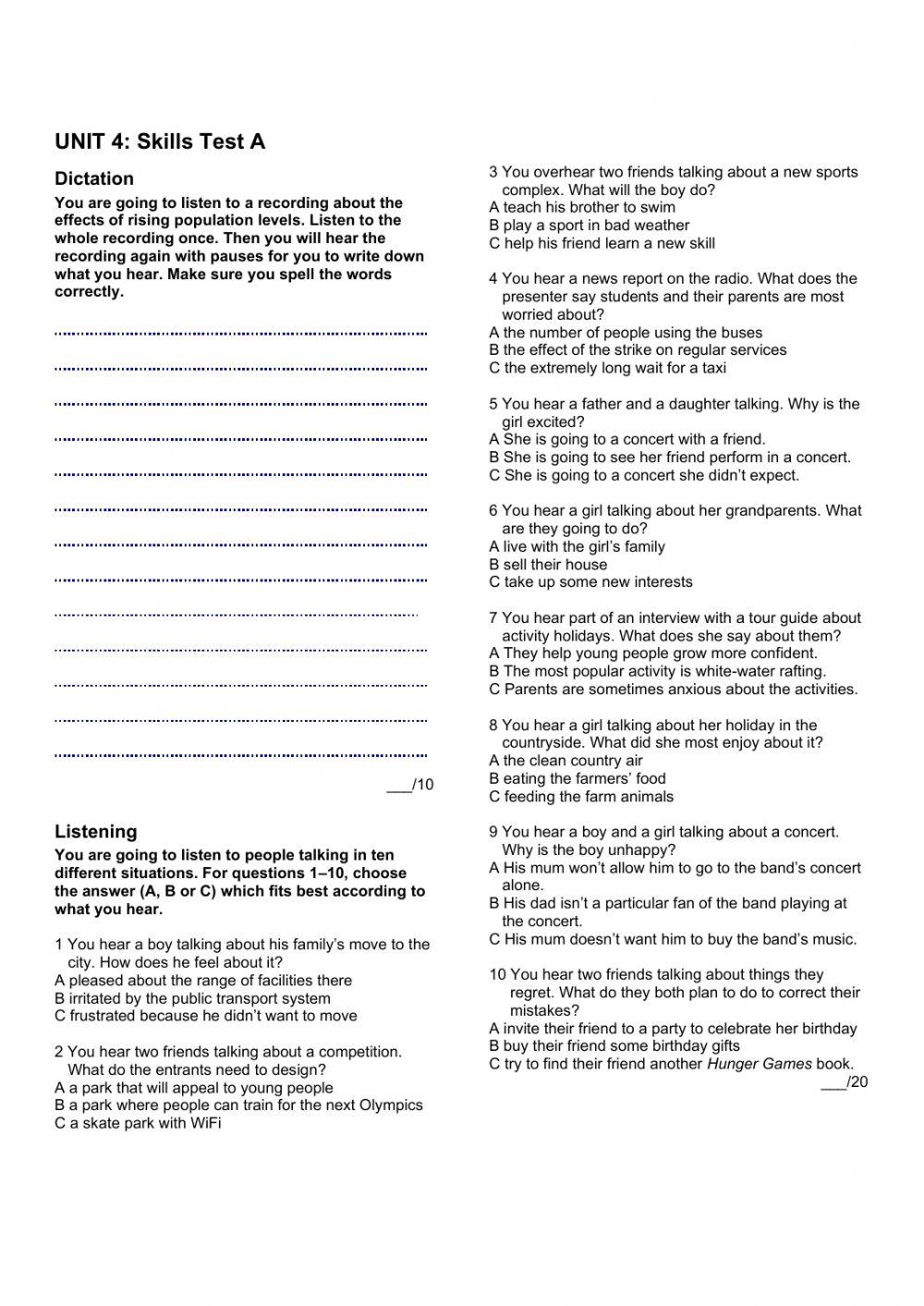 FCE TEST UNIT 4 5760604 | seewaldsr | LiveWorksheets