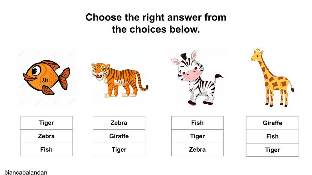 Animals online exercise for Primary | Live Worksheets