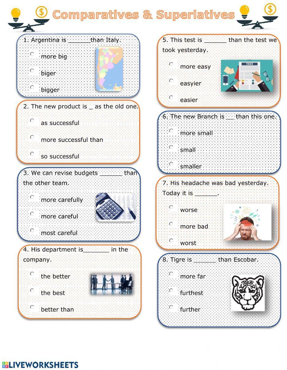 comparative adjectives exercises multiple choice