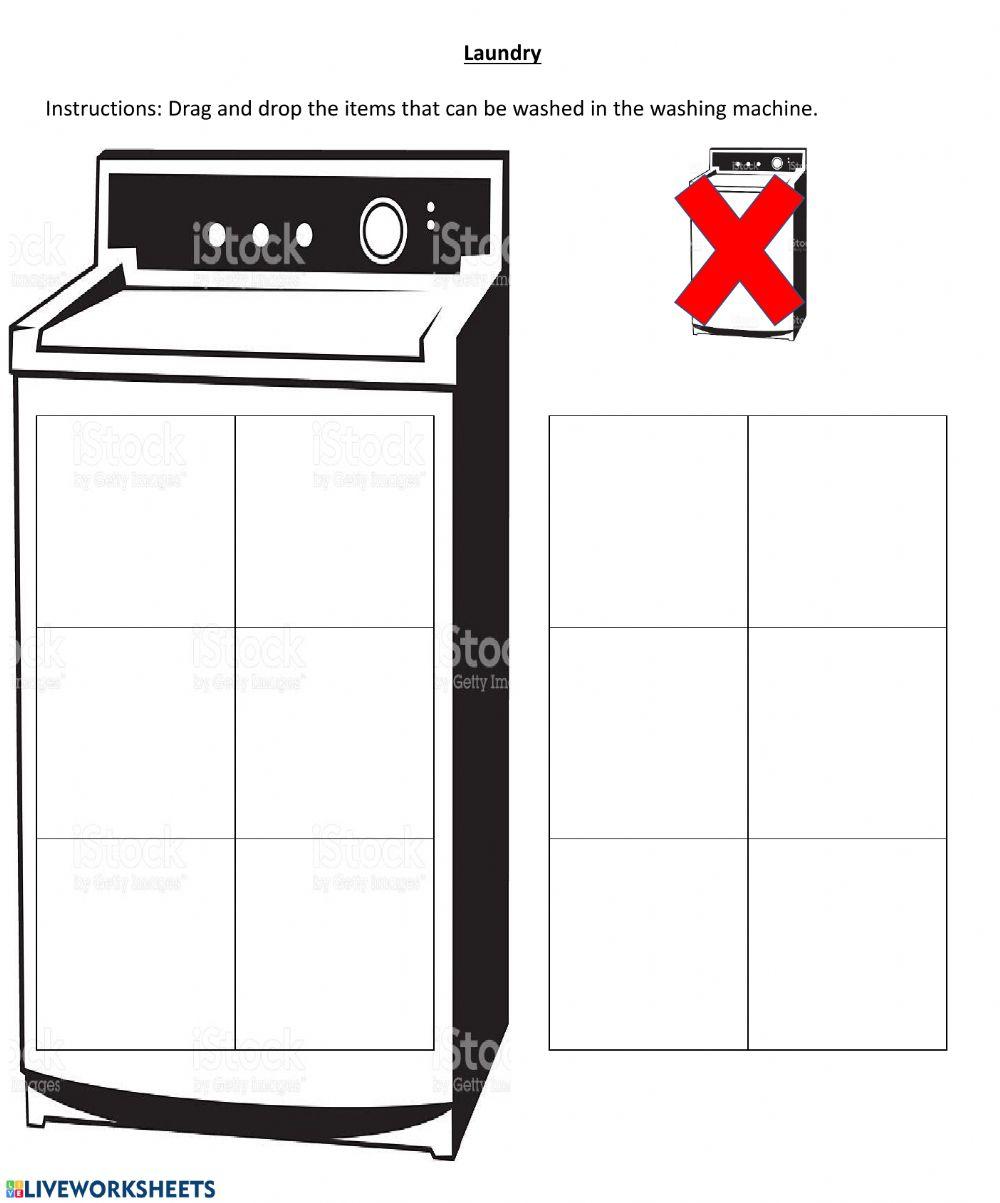 Laundry(Sorting washable items) worksheet | Live Worksheets