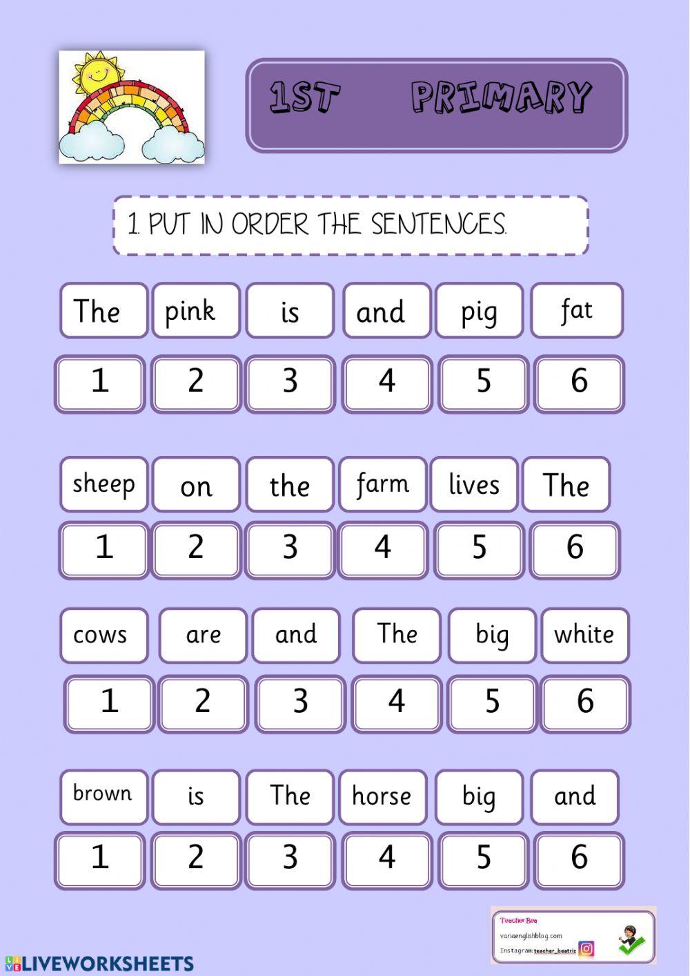 Sentences - Farm animals worksheet | Live Worksheets