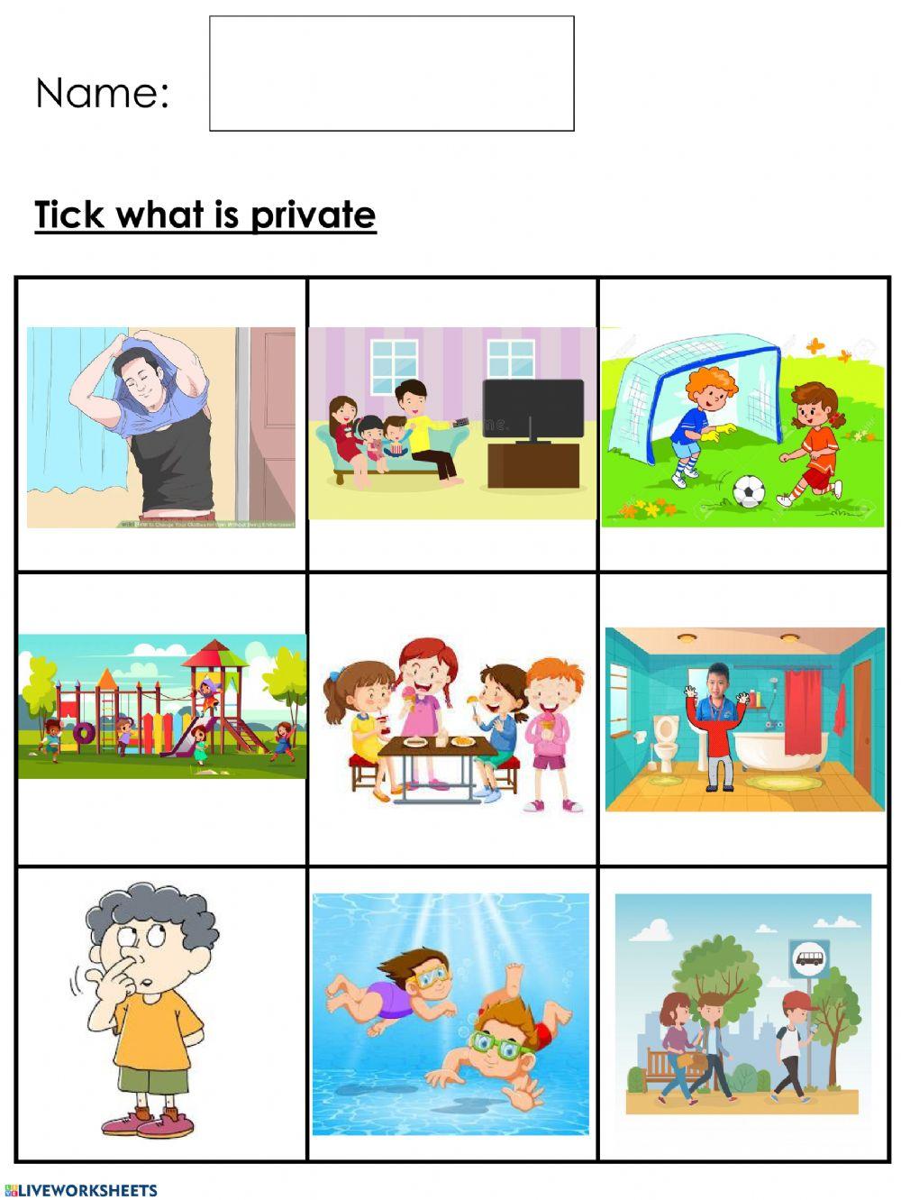 Private and Public Body Parts online exercise for | Live Worksheets