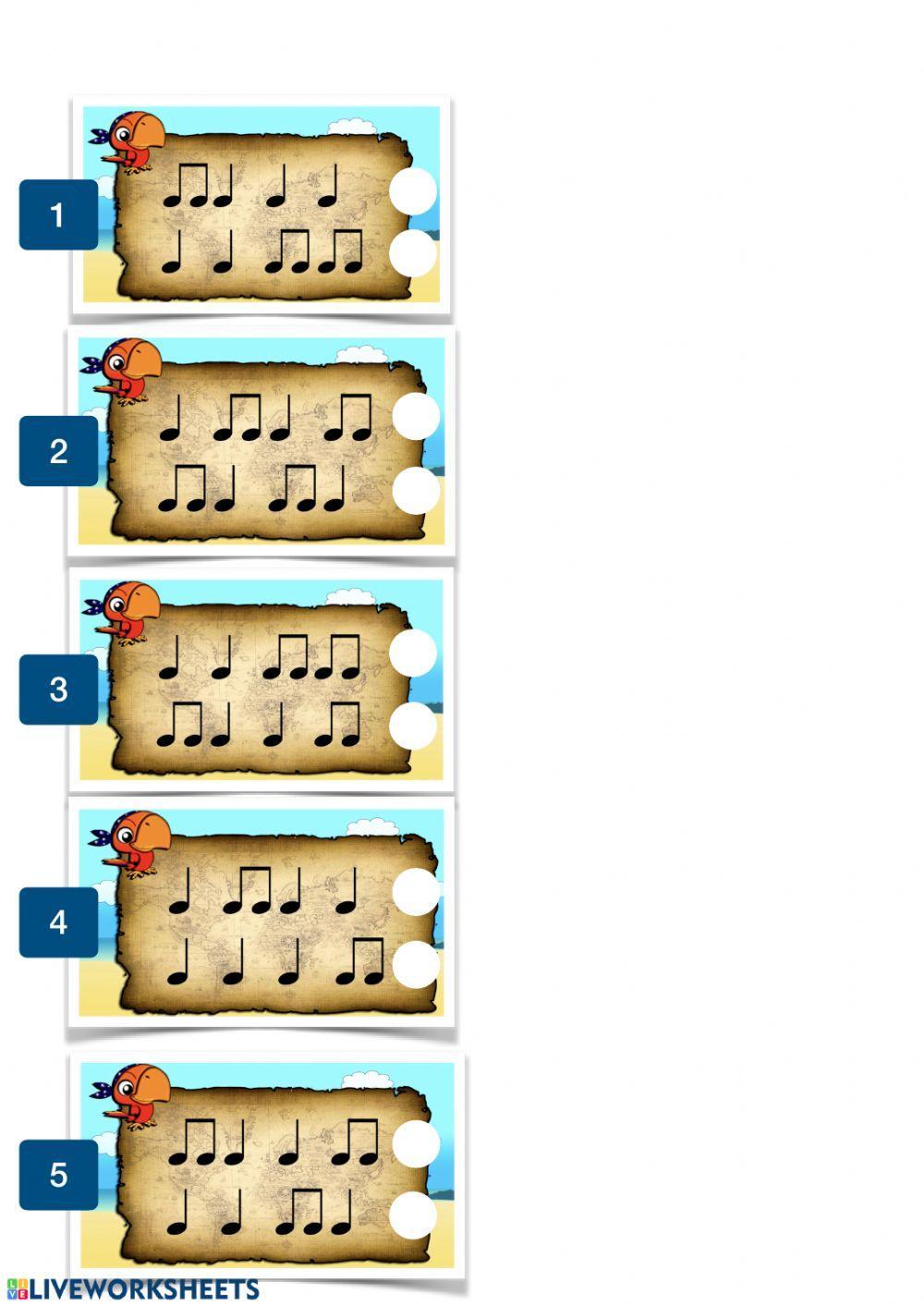 Ritmo: negras y… | Free Interactive Worksheets | 149200