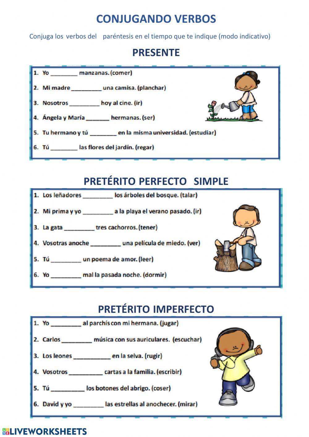 Conjugación Verbos Interactive Worksheet Live Worksheets