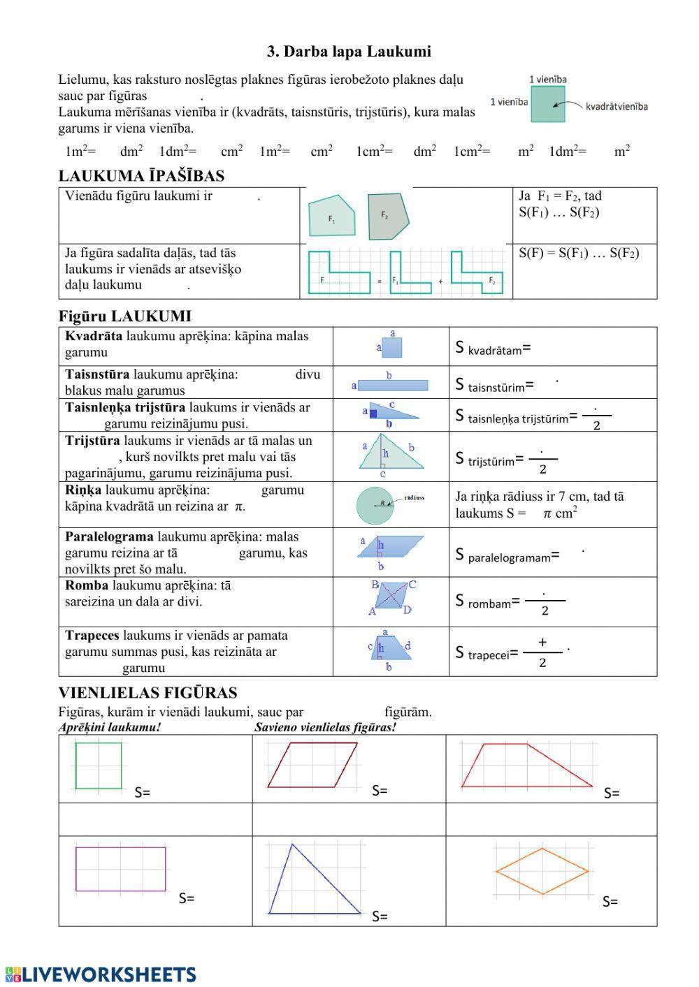 Laukums | Free Interactive Worksheets | 149503
