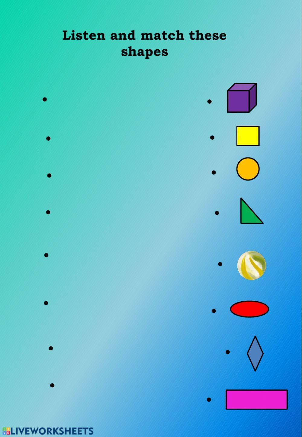 3d shape matching worksheet