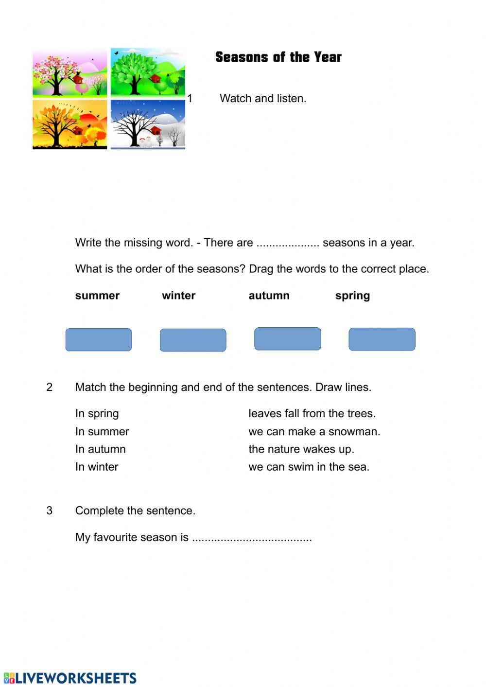 Seasons of the … | Free Interactive Worksheets | 149916