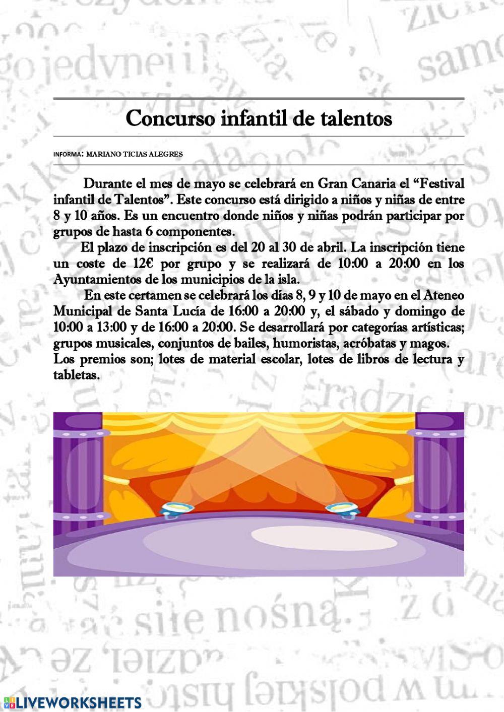 149973 | Actividades de lengua I -Concurso de talentos-