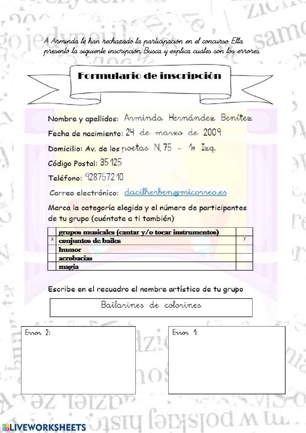 Actividades de lengua II - Concurso de talentos- worksheet | Live ...